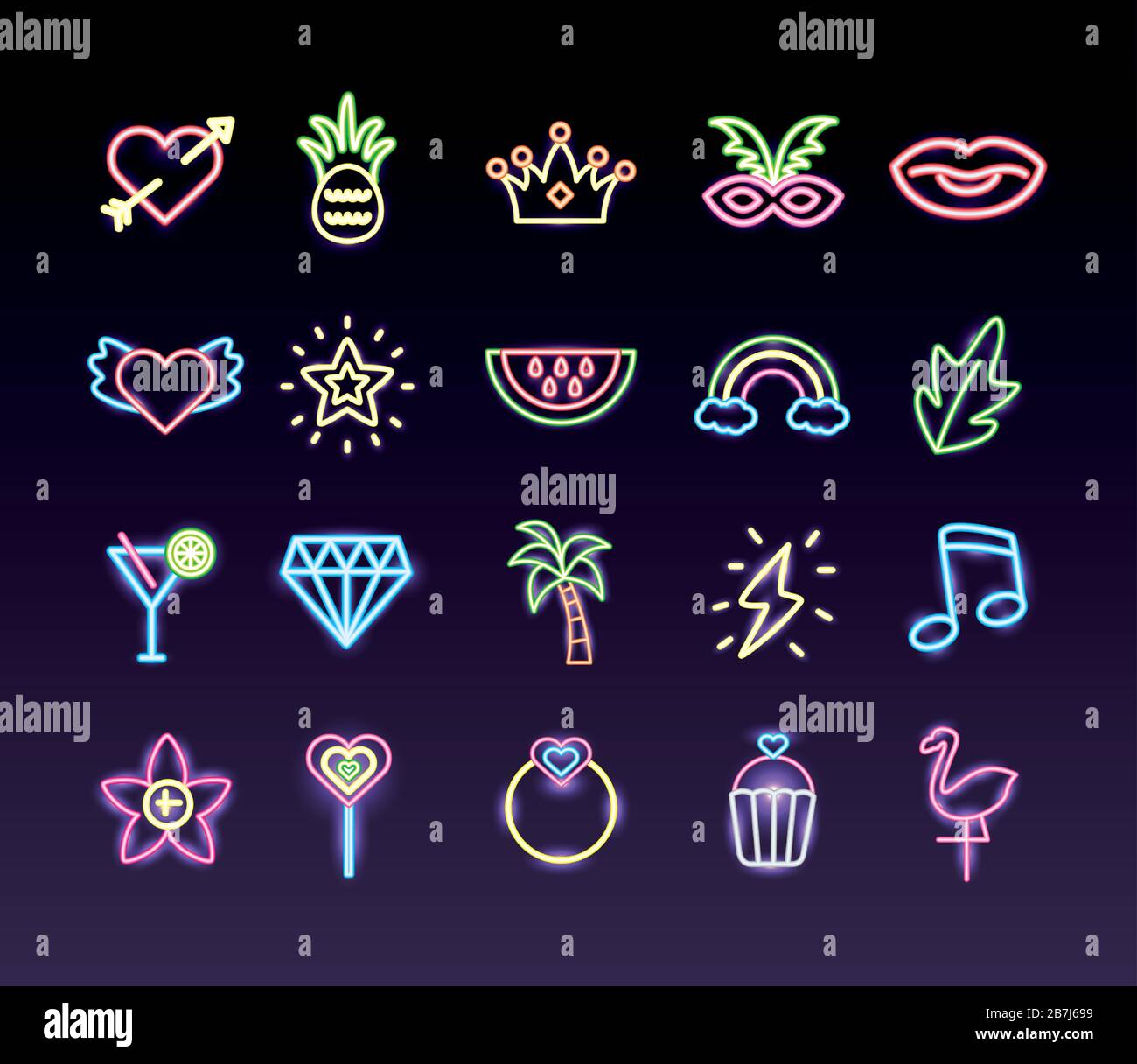 bundle of neon lights set icons Stock Vector Image & Art - Alamy
