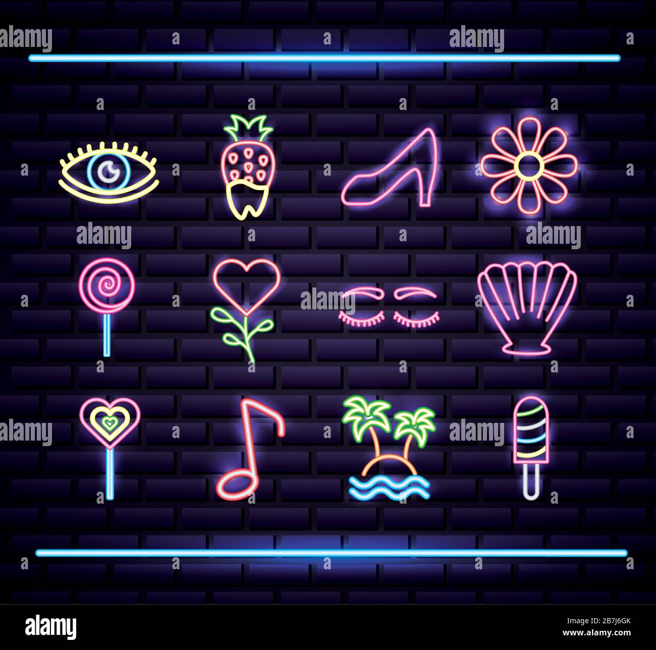 bundle of neon lights set icons Stock Vector Image & Art - Alamy