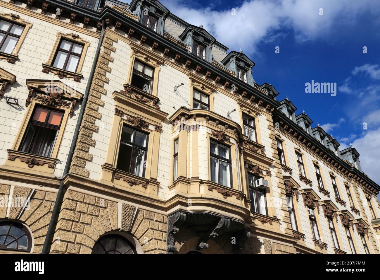 Pecs town, Hungary. City in Baranya county. Old town residential ...