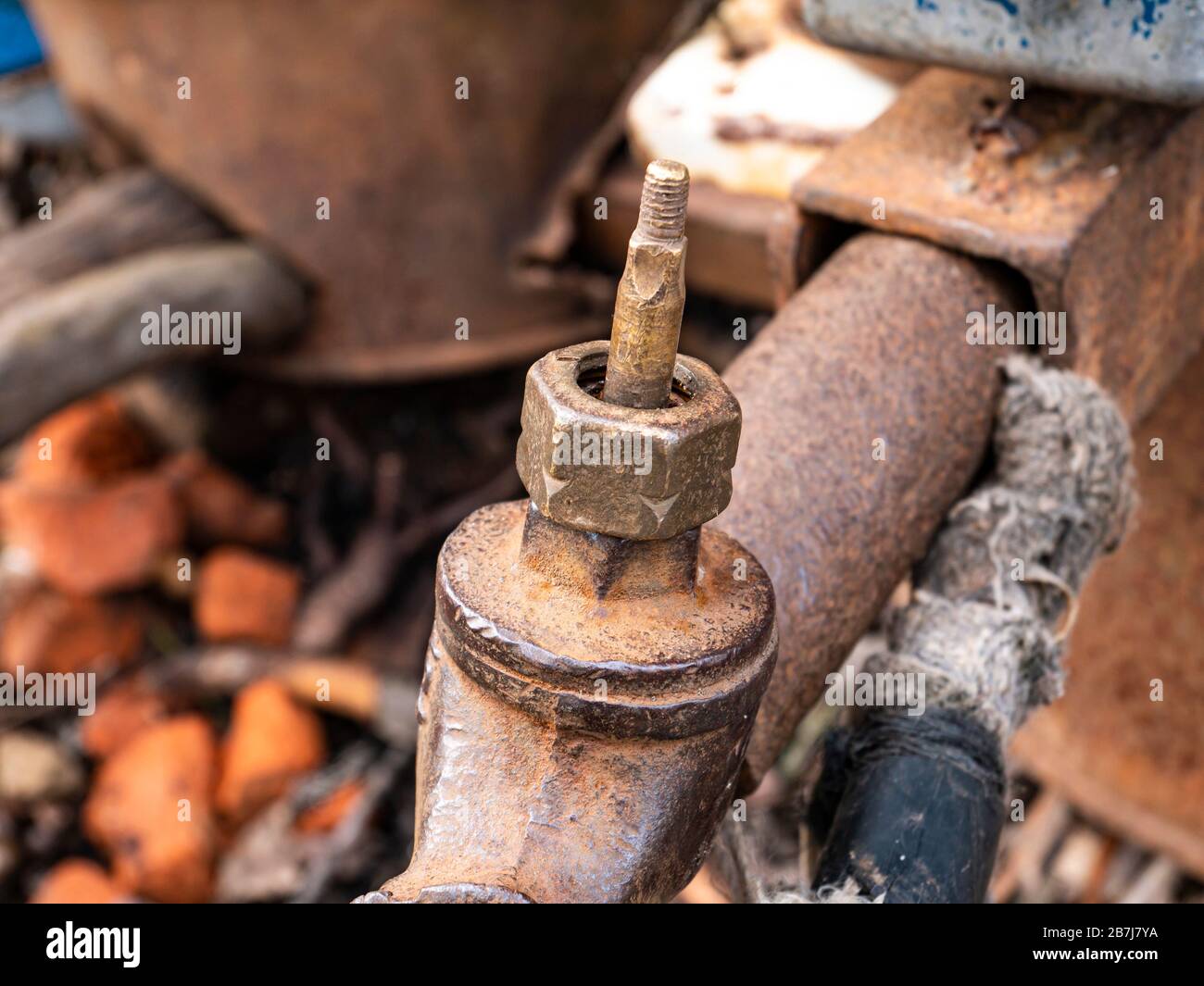 Old plumbing water tap with a metal valve Stock Photo - Alamy