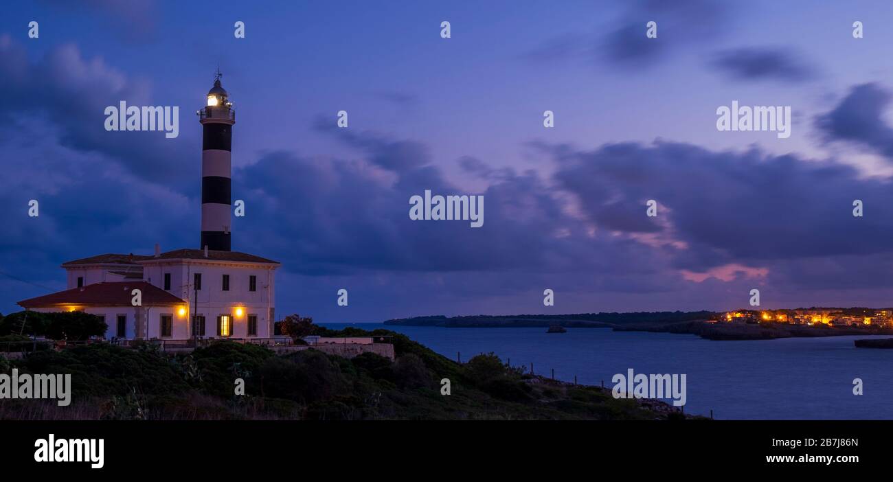Portcolom lighthouse. Majorca, Balearic Islands.Spain Stock Photo - Alamy