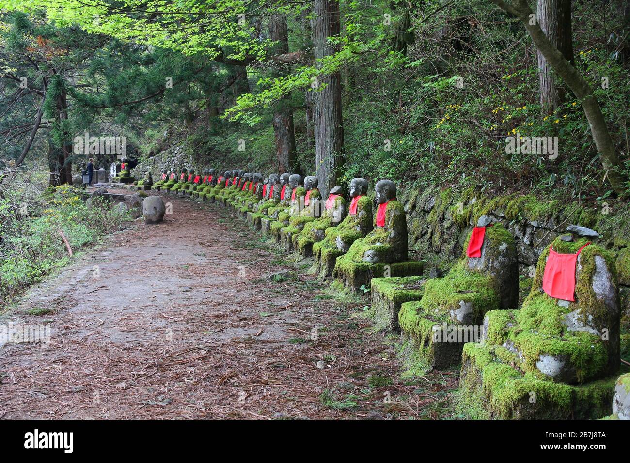 Japan culture - Narabi Jizo statues in Nikko forest by Kanmangafuchi ...
