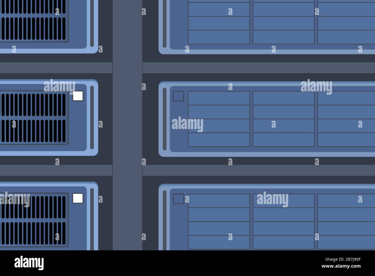 Data center server racks. Internet communication technology vector ...