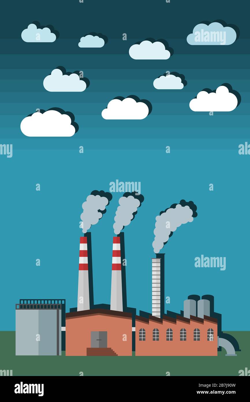 Factory vector. Manufacturing plant industrial architecture ...