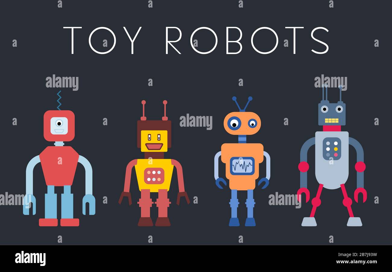 Toy robot set - retro robots collection vector Stock Vector Image & Art ...
