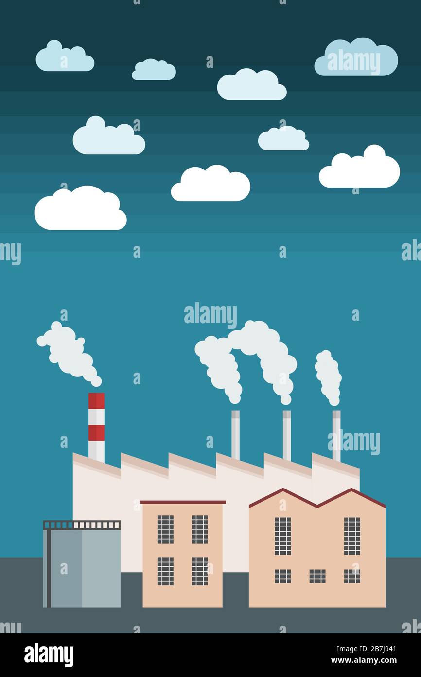 Factory vector. Manufacturing plant industrial architecture ...