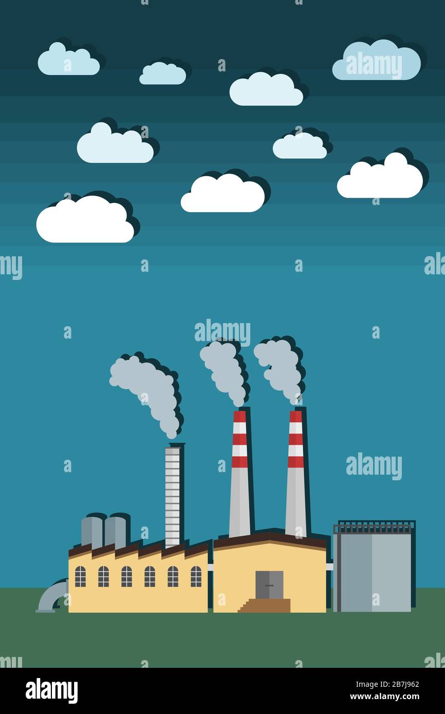 Factory vector. Manufacturing plant industrial architecture ...