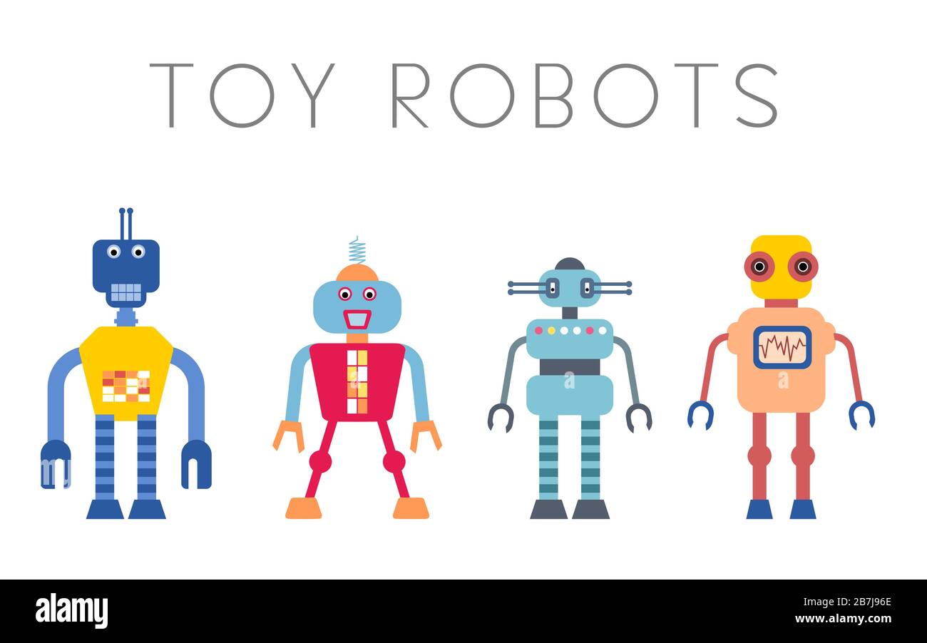 Toy robot set - retro robots collection vector Stock Vector Image & Art ...