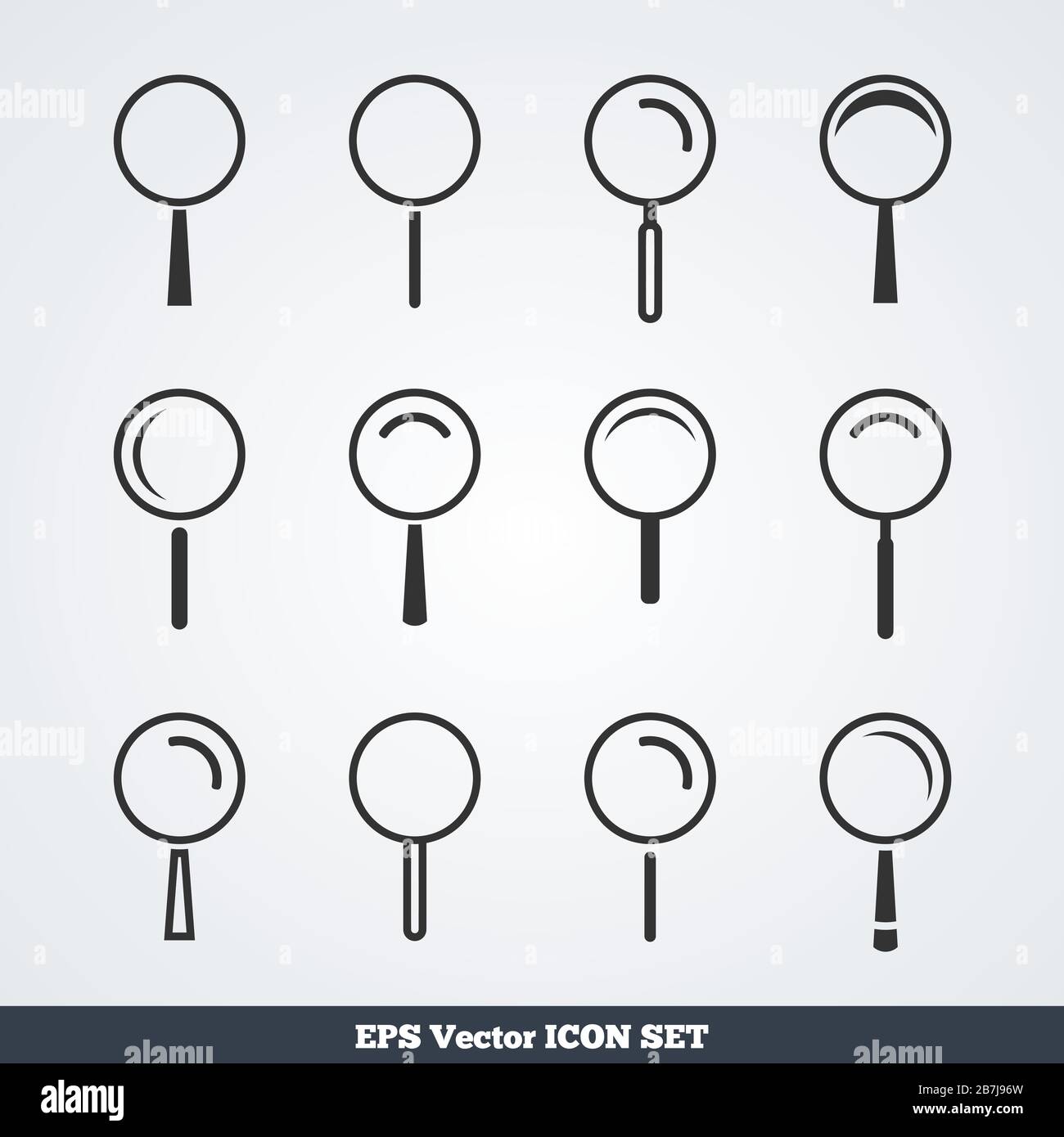 Vector icon set - search symbol, flat magnifying glass collection Stock ...