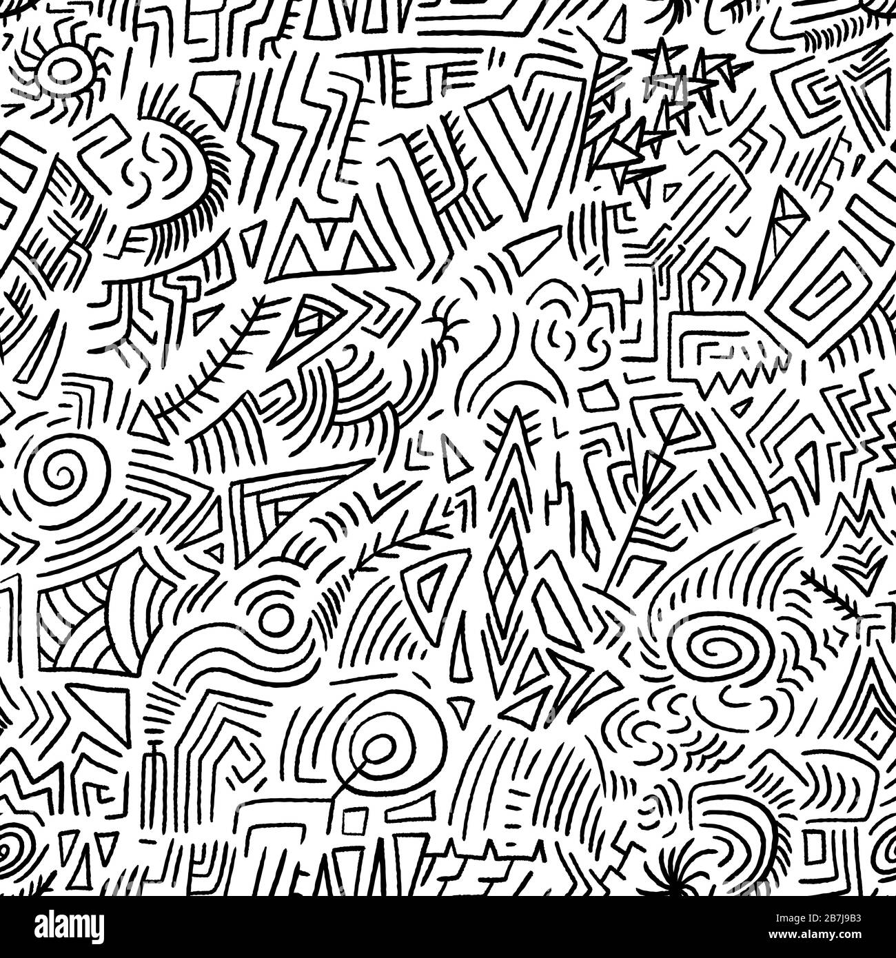 Seamless doodle vector texture - quirky tribal drawing Stock Vector ...