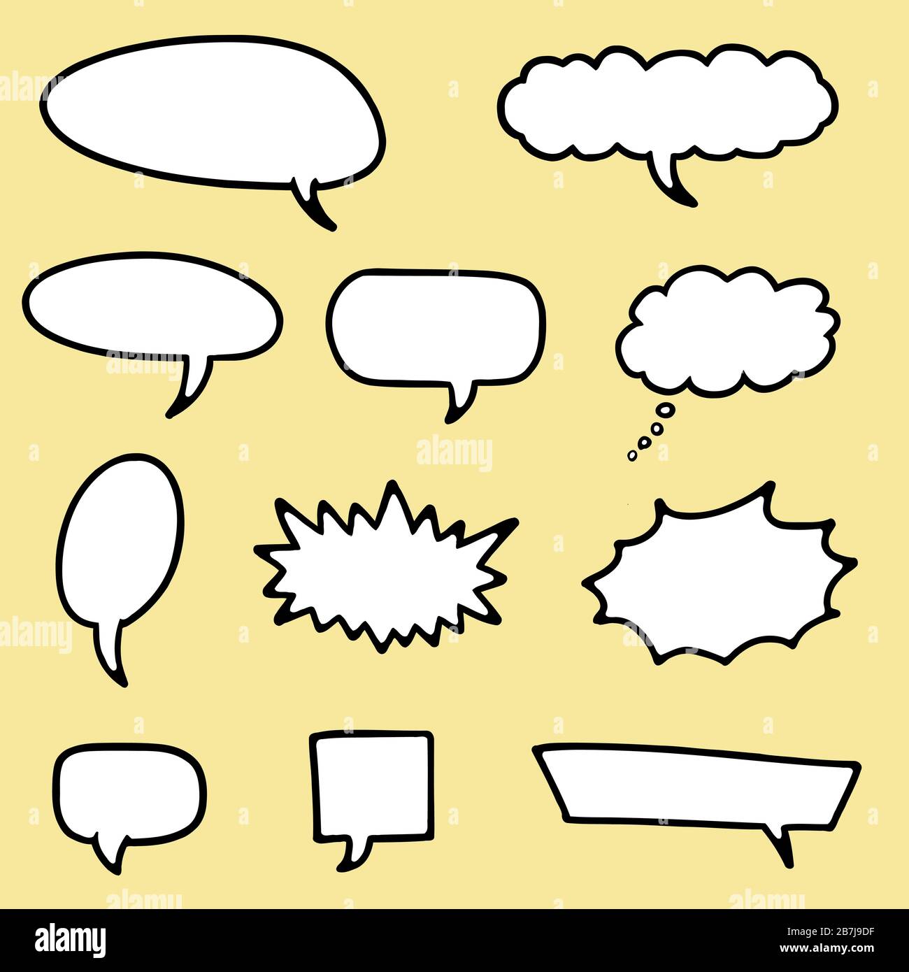 Speech bubble cartoon style set - vector illustration elements Stock ...