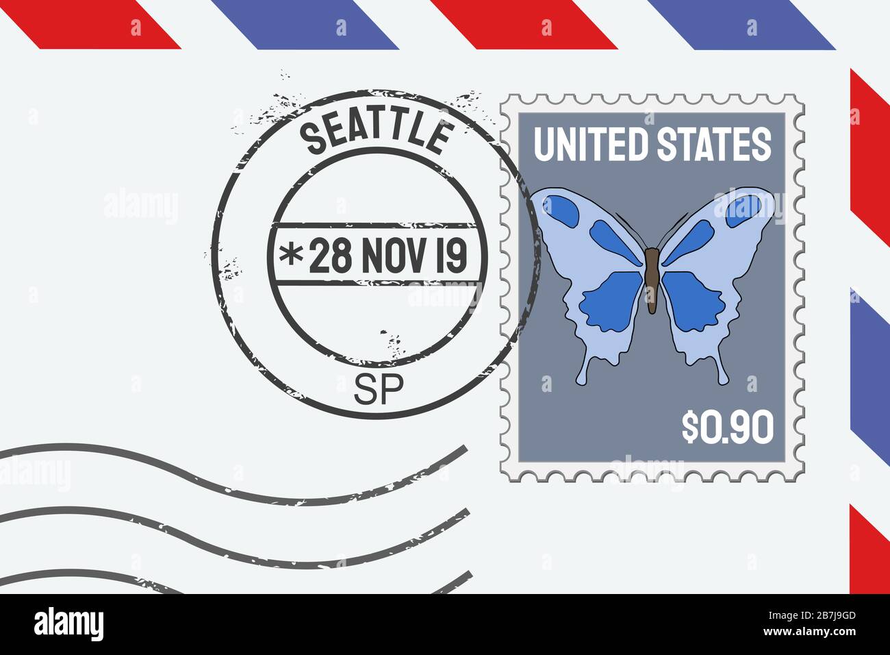 Seattle vector postage stamp - American post stamp on a letter Stock ...