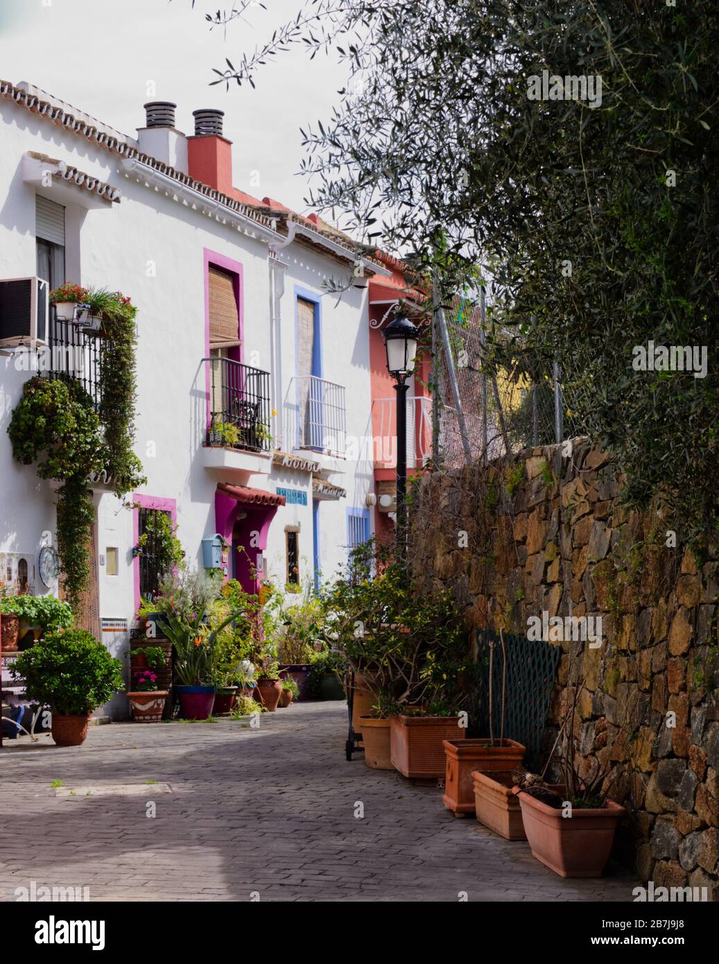 The mountain village of Benahavis, Andalucia, Spain, with it's cobbled ...