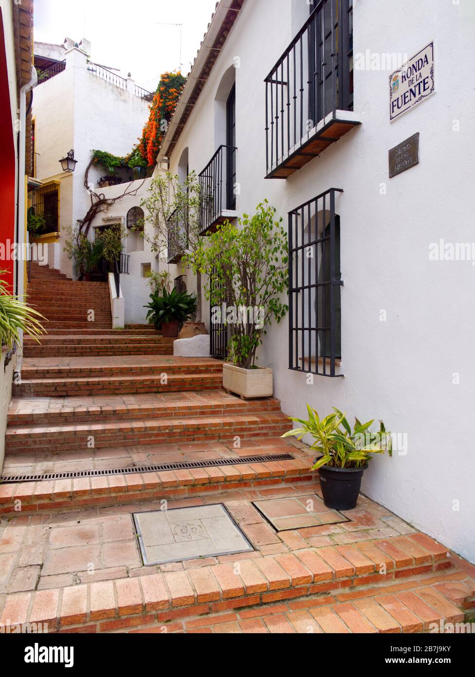 The mountain village of Benahavis, Andalucia, Spain, with it's cobbled ...