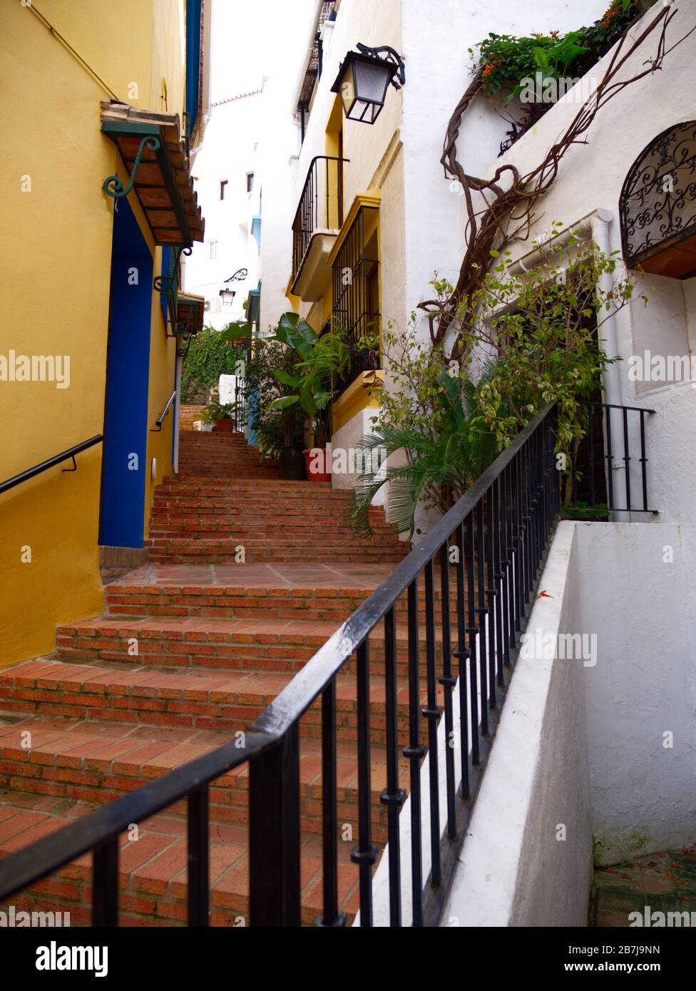 The mountain village of Benahavis, Andalucia, Spain, with it's cobbled ...
