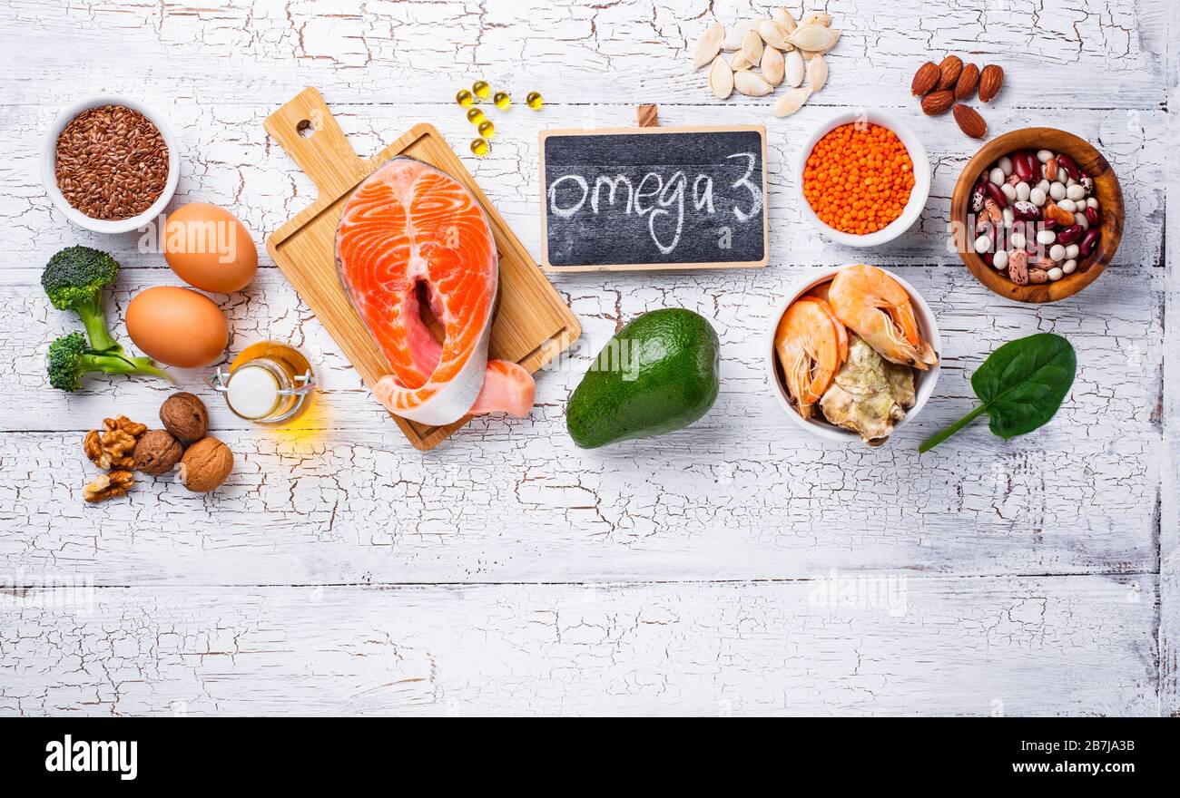 Products sources of Omega-3 acids Stock Photo - Alamy