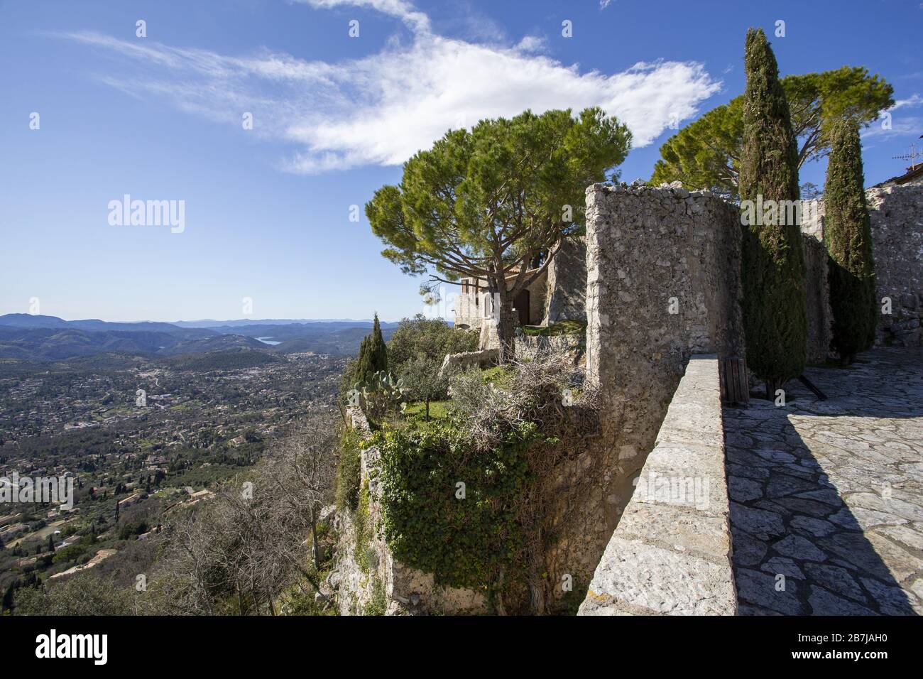 View from the medieval village of Cabris towards the lake saint Cassien ...