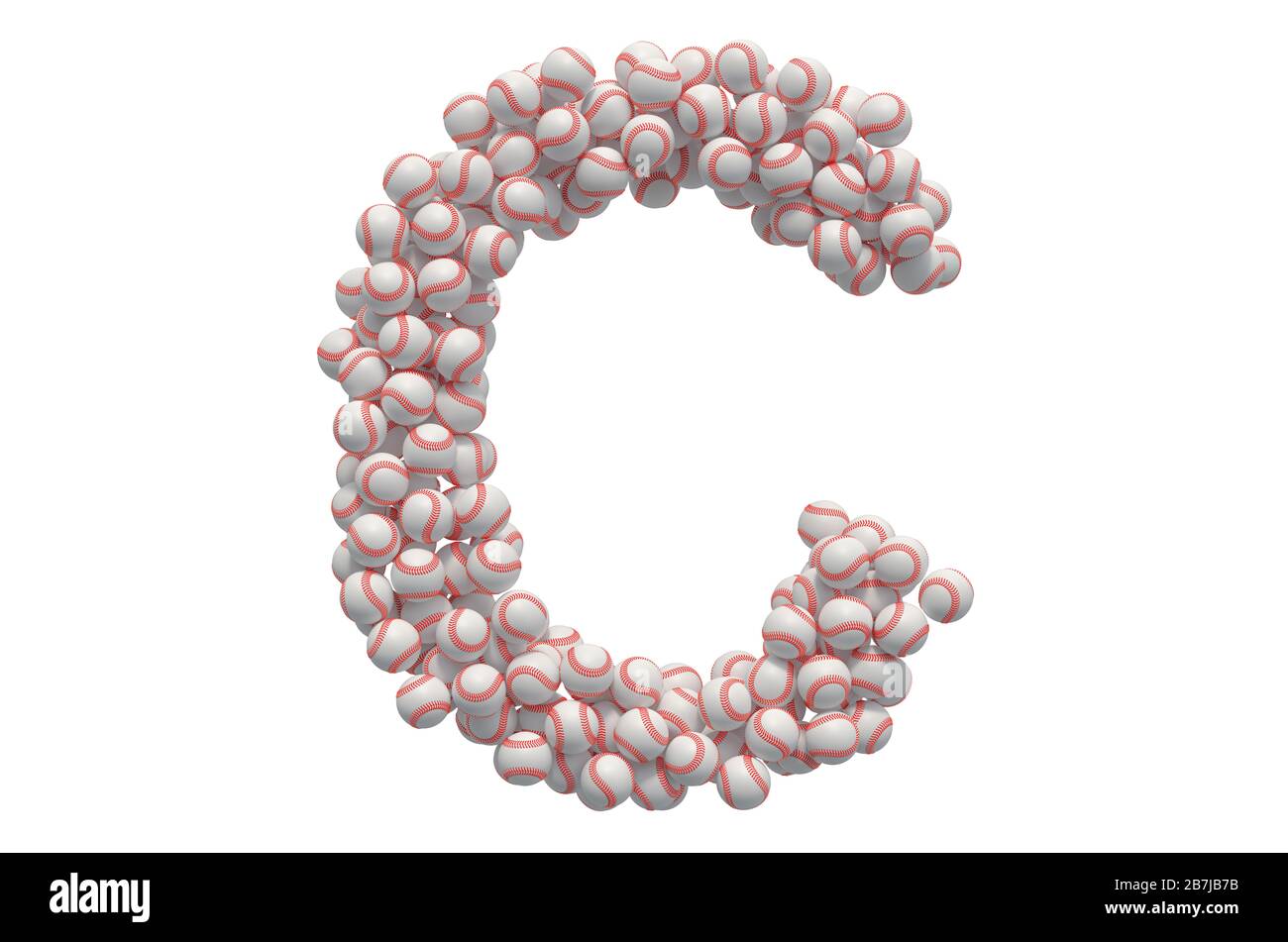 Letter C from baseball balls, 3D rendering isolated on white background ...