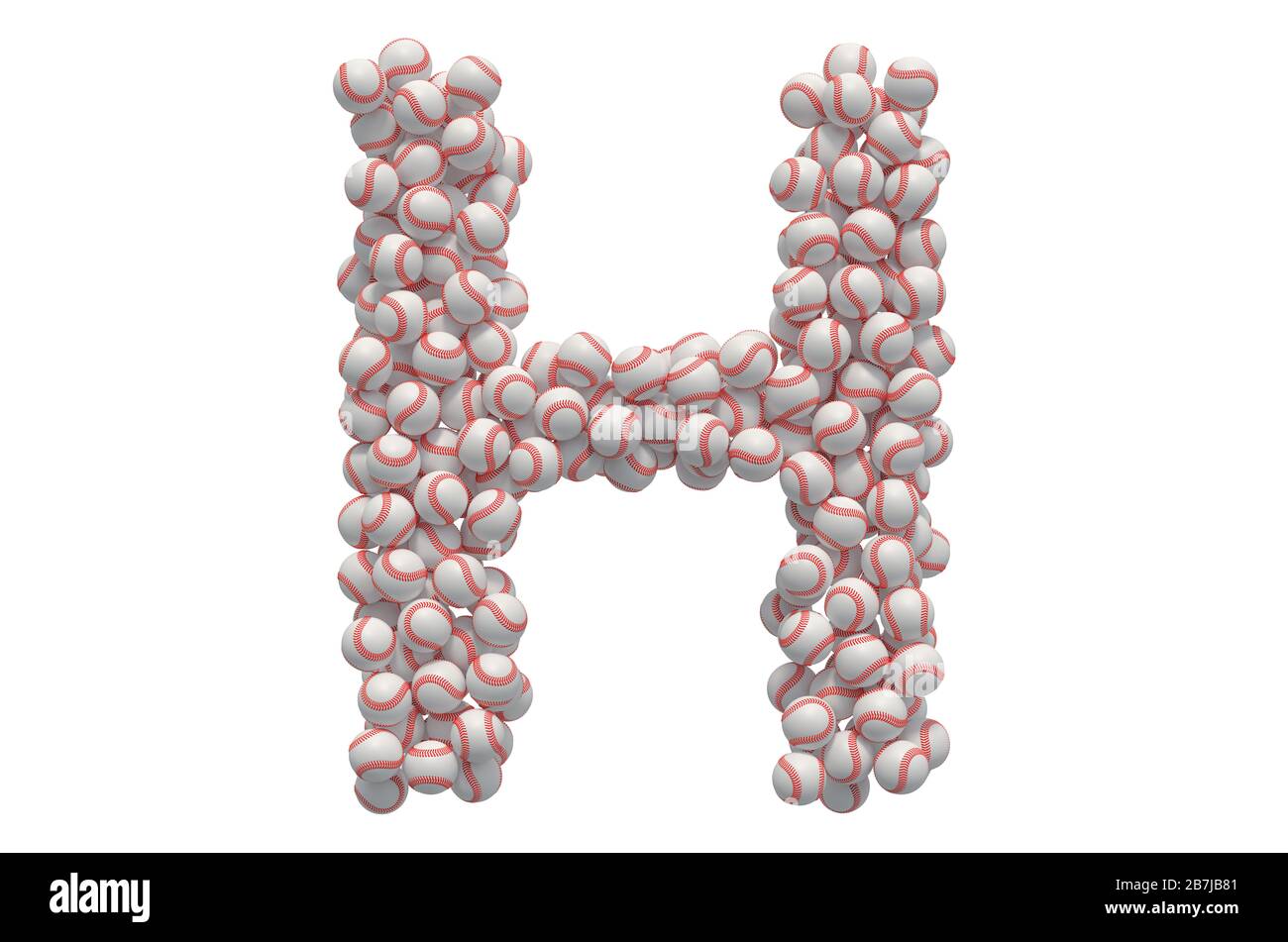 Letter H from baseball balls, 3D rendering isolated on white background ...
