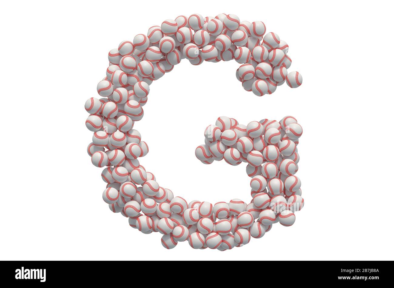 Letter G from baseball balls, 3D rendering isolated on white background ...