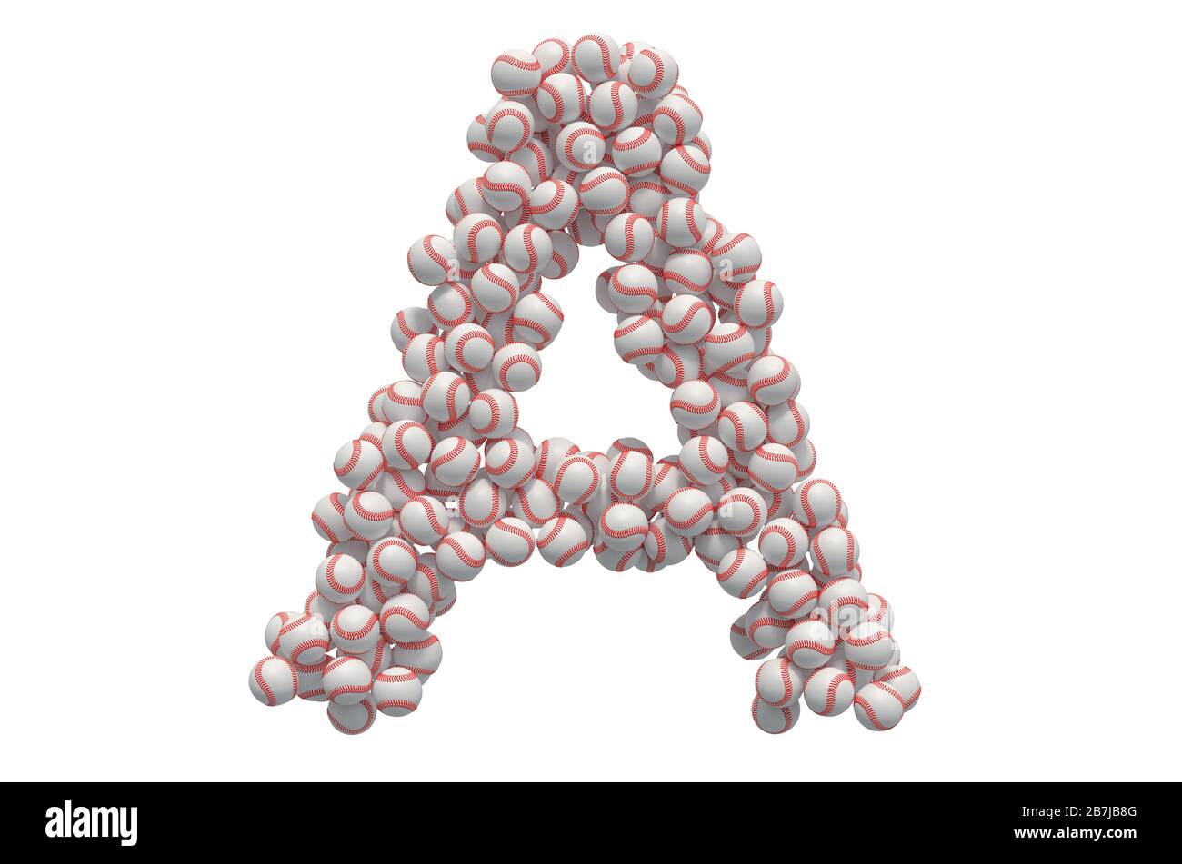 Letter A from baseball balls, 3D rendering isolated on white background ...