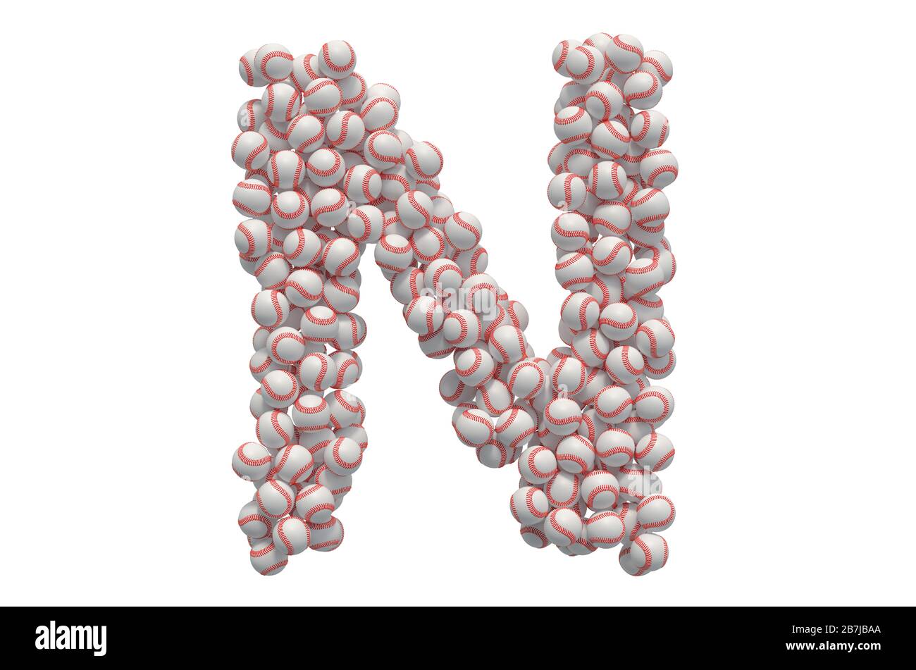 Letter N from baseball balls, 3D rendering isolated on white background ...