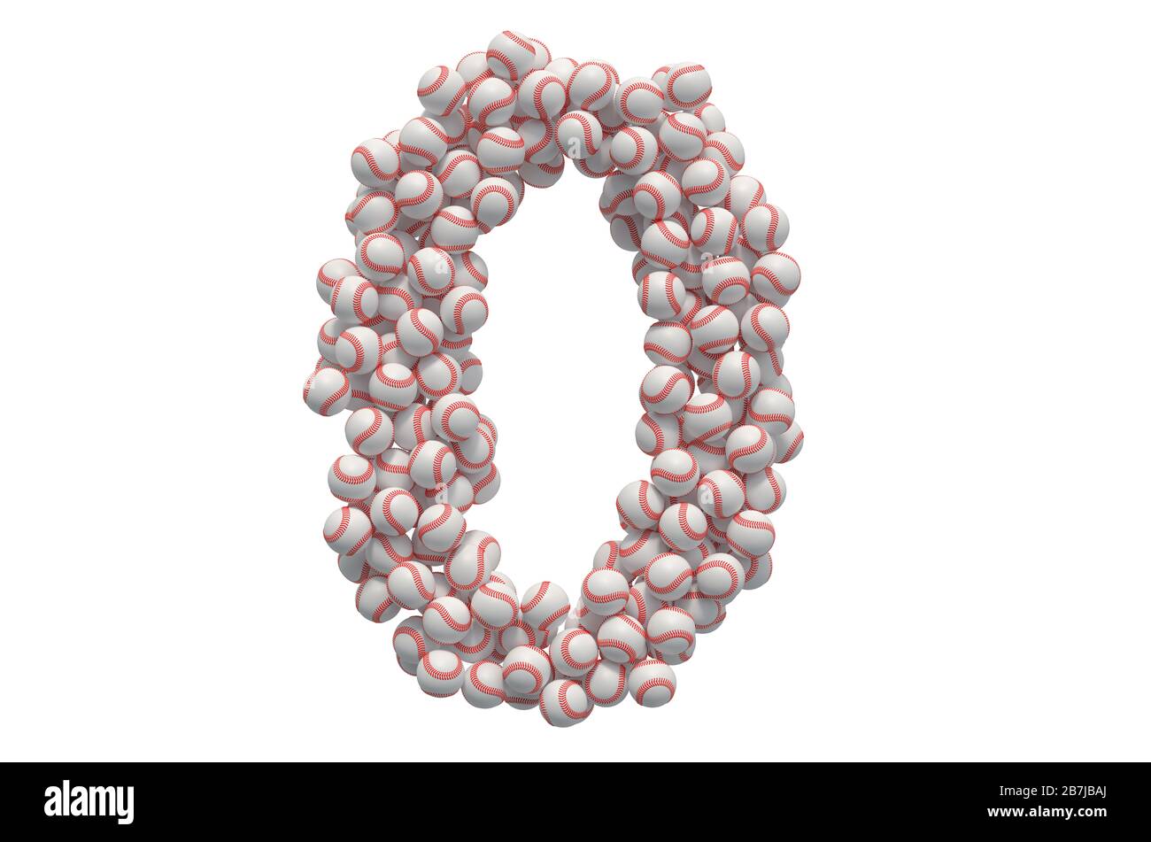 Number 0 from baseball balls, 3D rendering isolated on white background ...