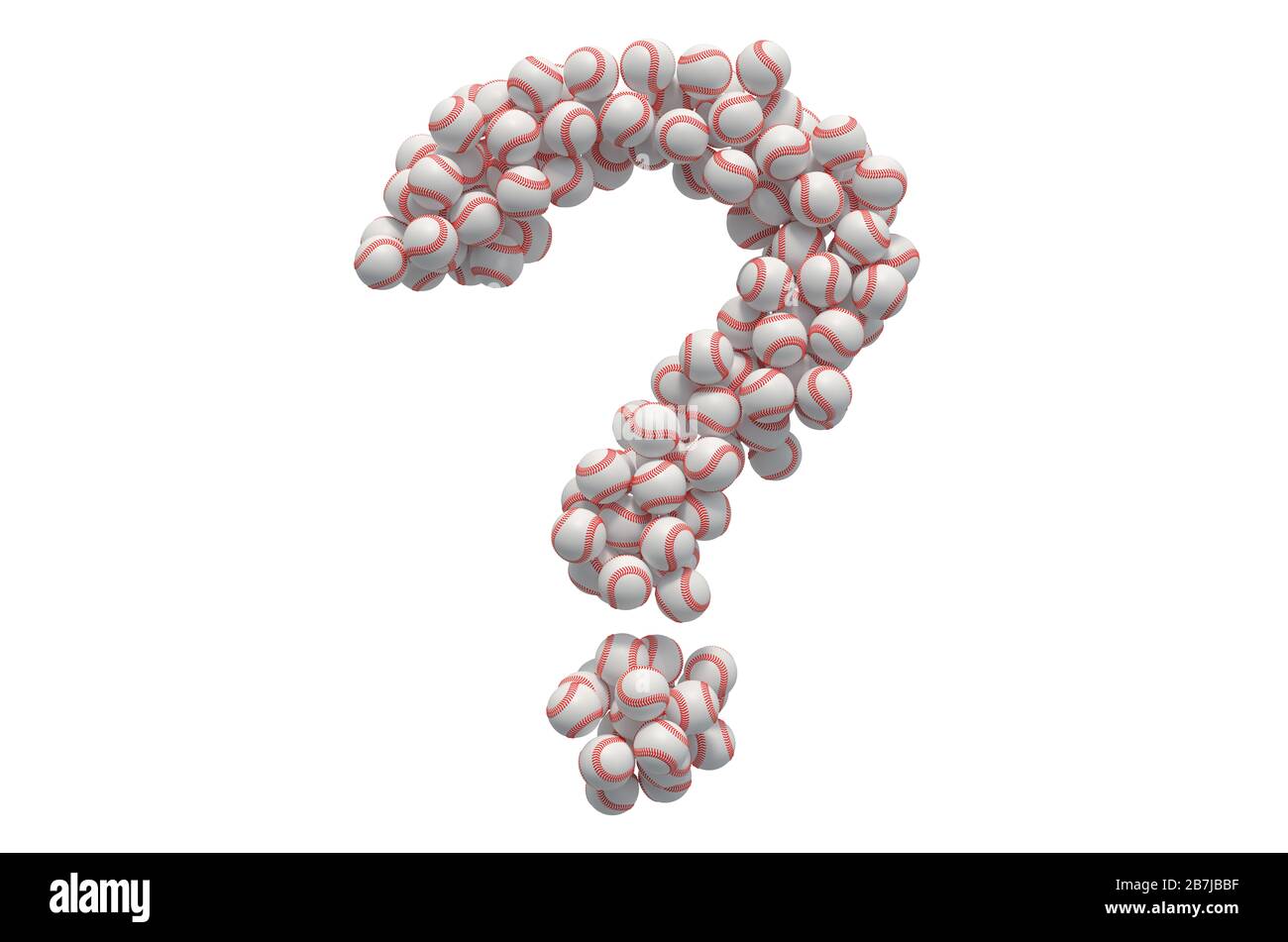 Question mark from baseball balls, 3D rendering isolated on white ...