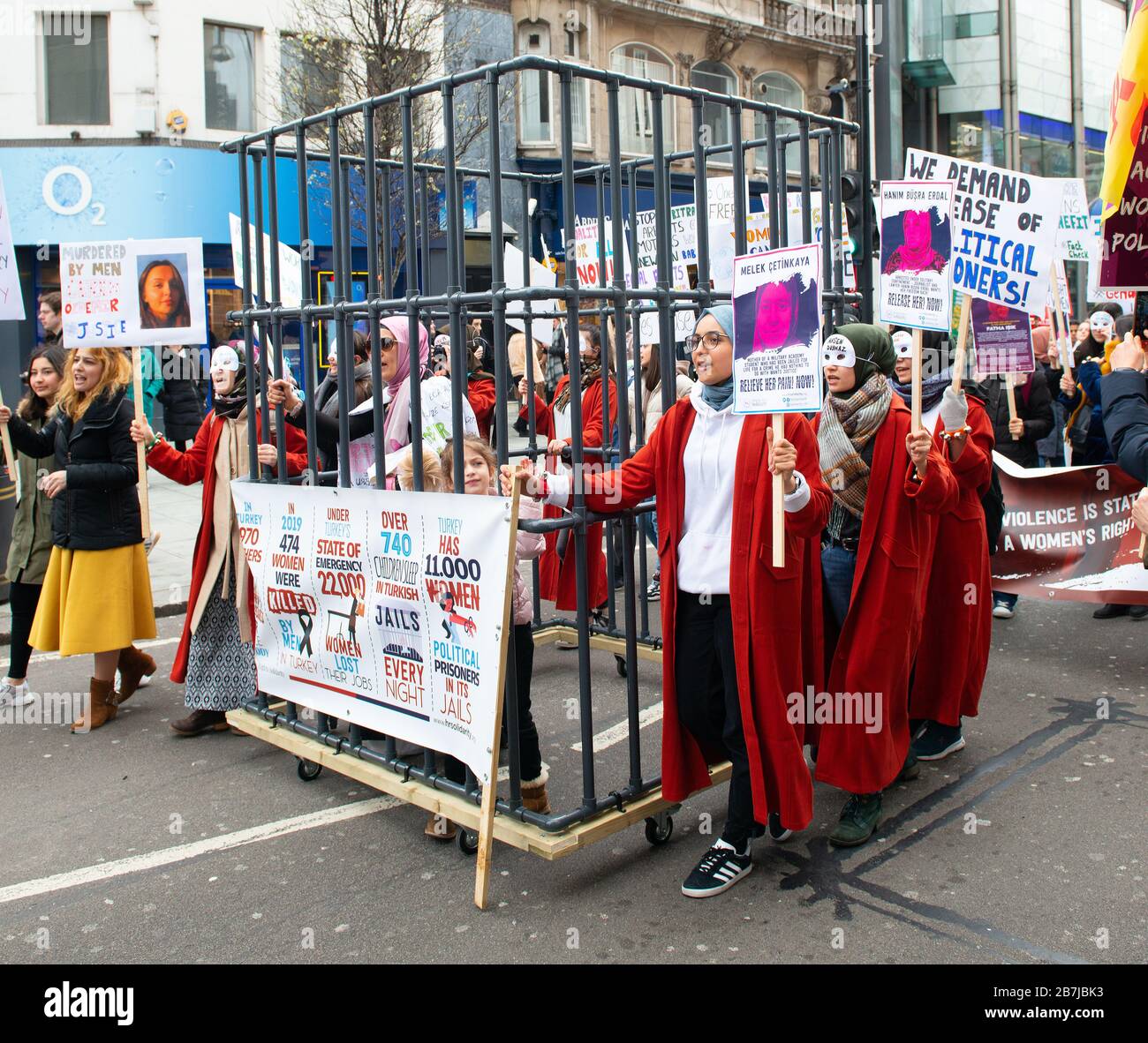 Female protesters with banners at the Million Women Rise demonstration ...