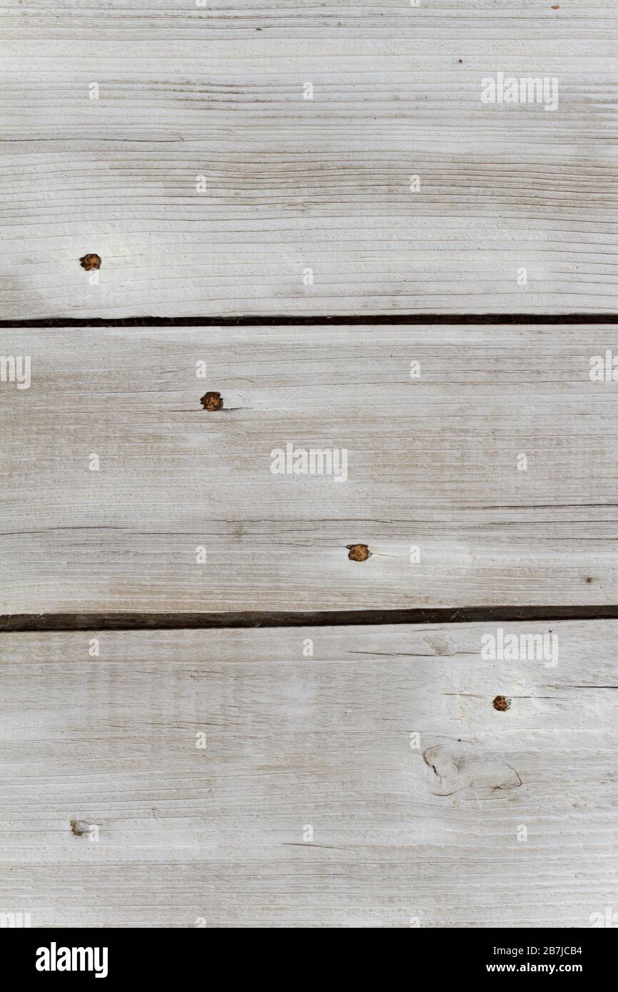 Weathered White Timber Planks Background: closeup of nailed up white ...