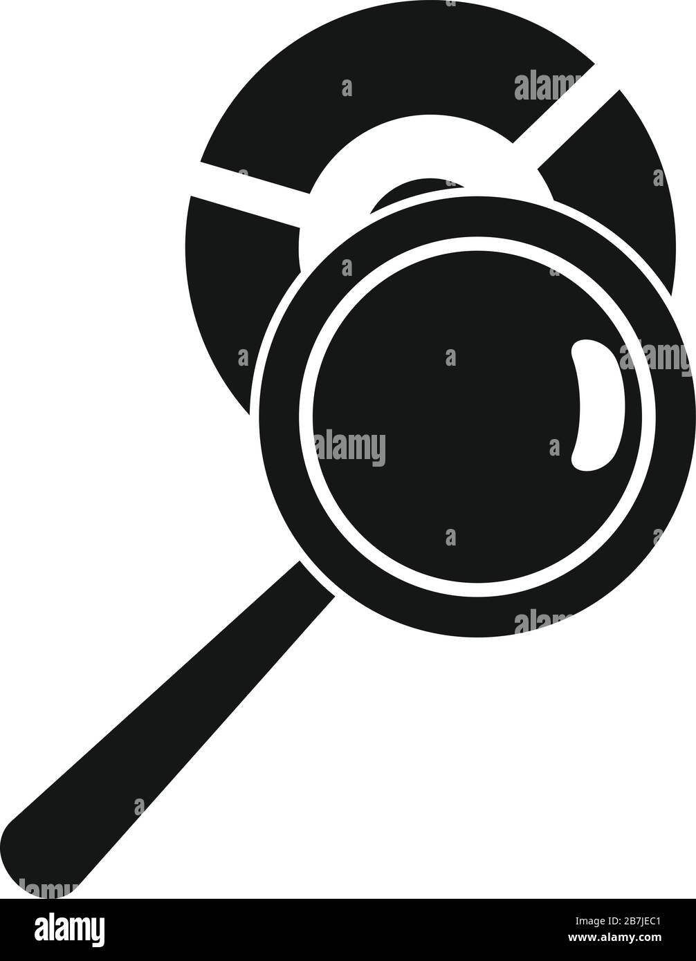 Magnifier pie chart icon. Simple illustration of magnifier pie chart ...
