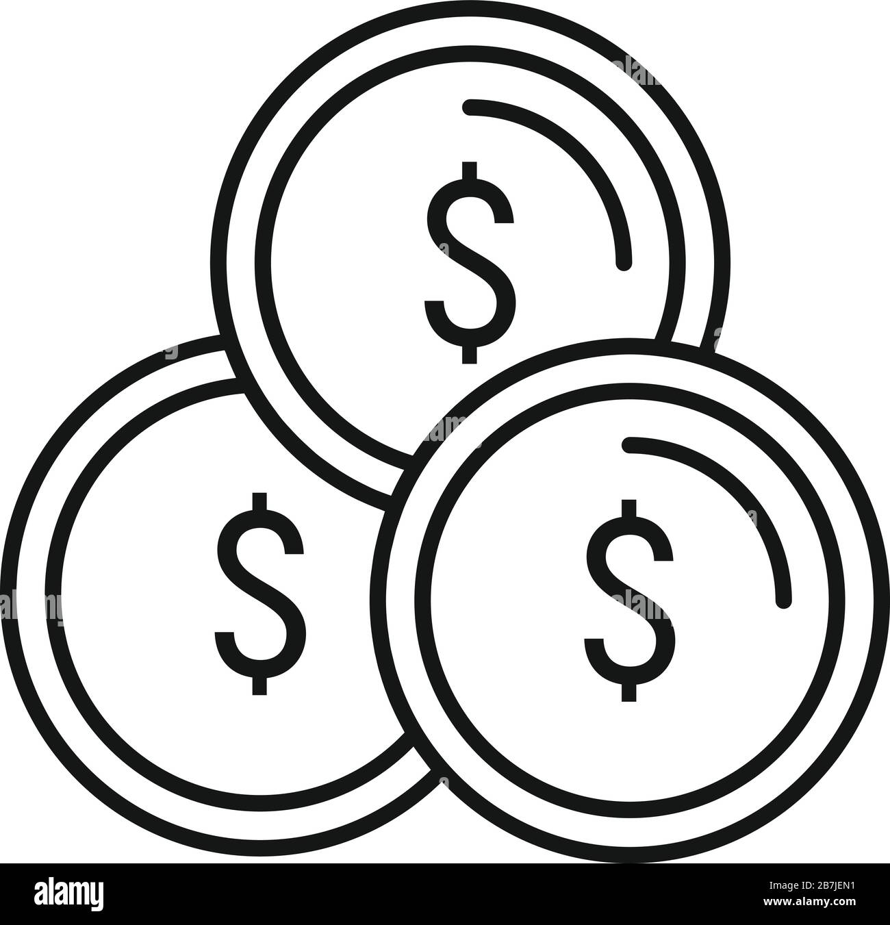 Coins stack icon. Outline coins stack vector icon for web design ...