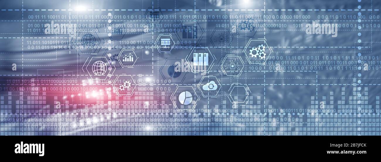 Binary code. ICT - information and telecommunication technology and IOT ...