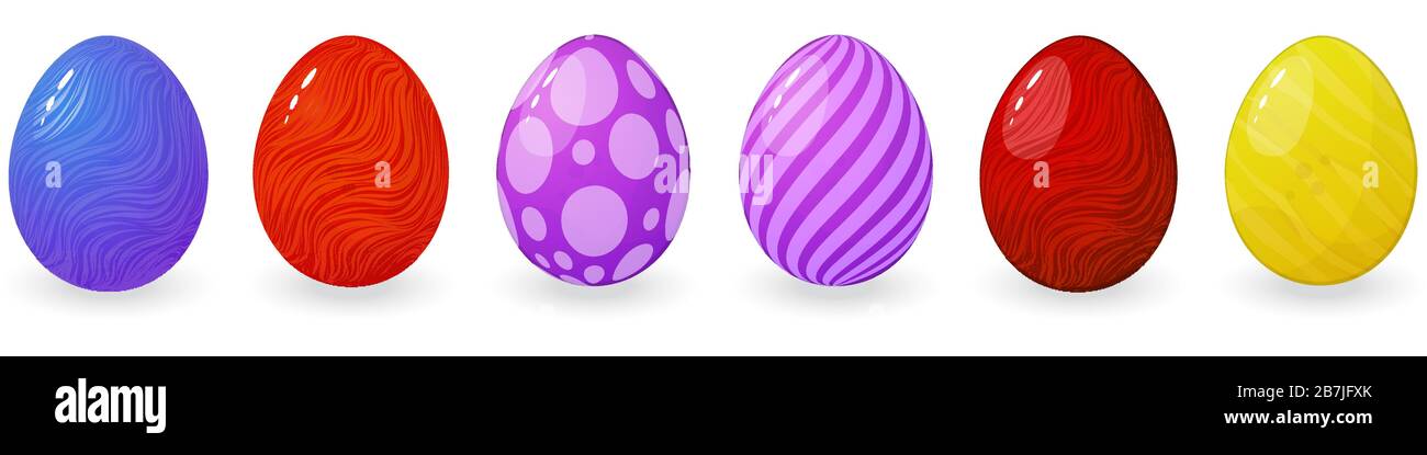 Vector illustration set of colorful easter eggs in different colors in ...