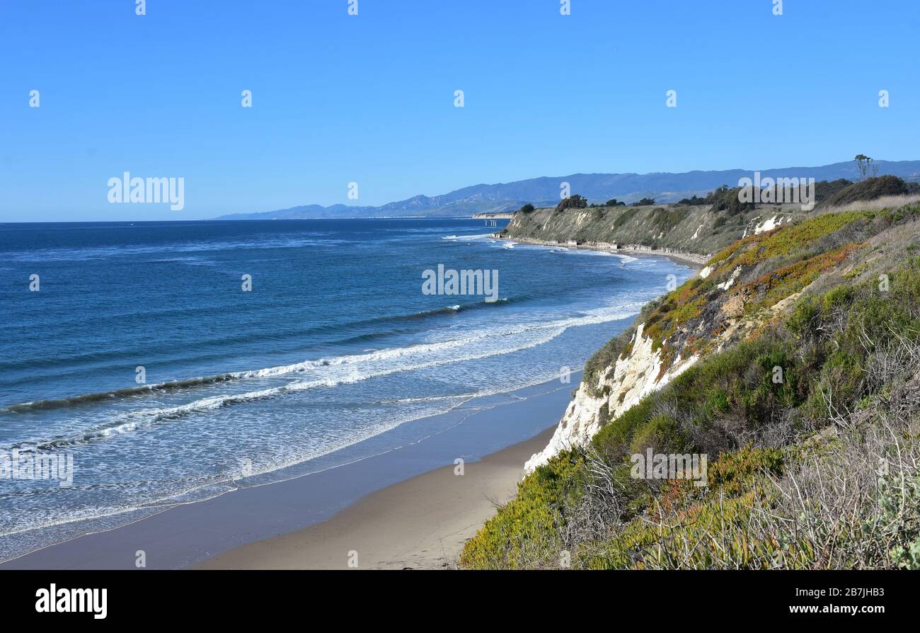 Beautiful bluffs and sea cliffs by Ellwood Beach in California Stock ...