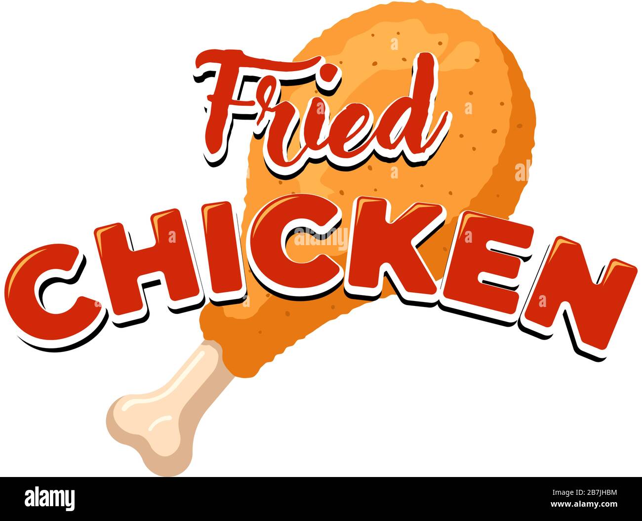 Fried chicken leg with lettering restaurant menu advertisung sign ...
