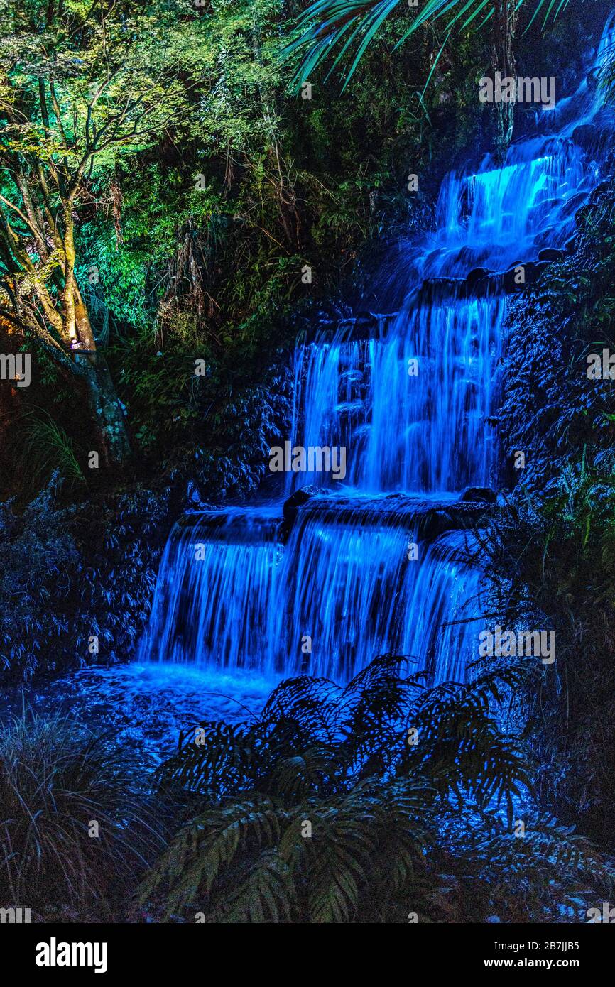 Blue waterfall at New Plymouth Festival of Lights Stock Photo - Alamy