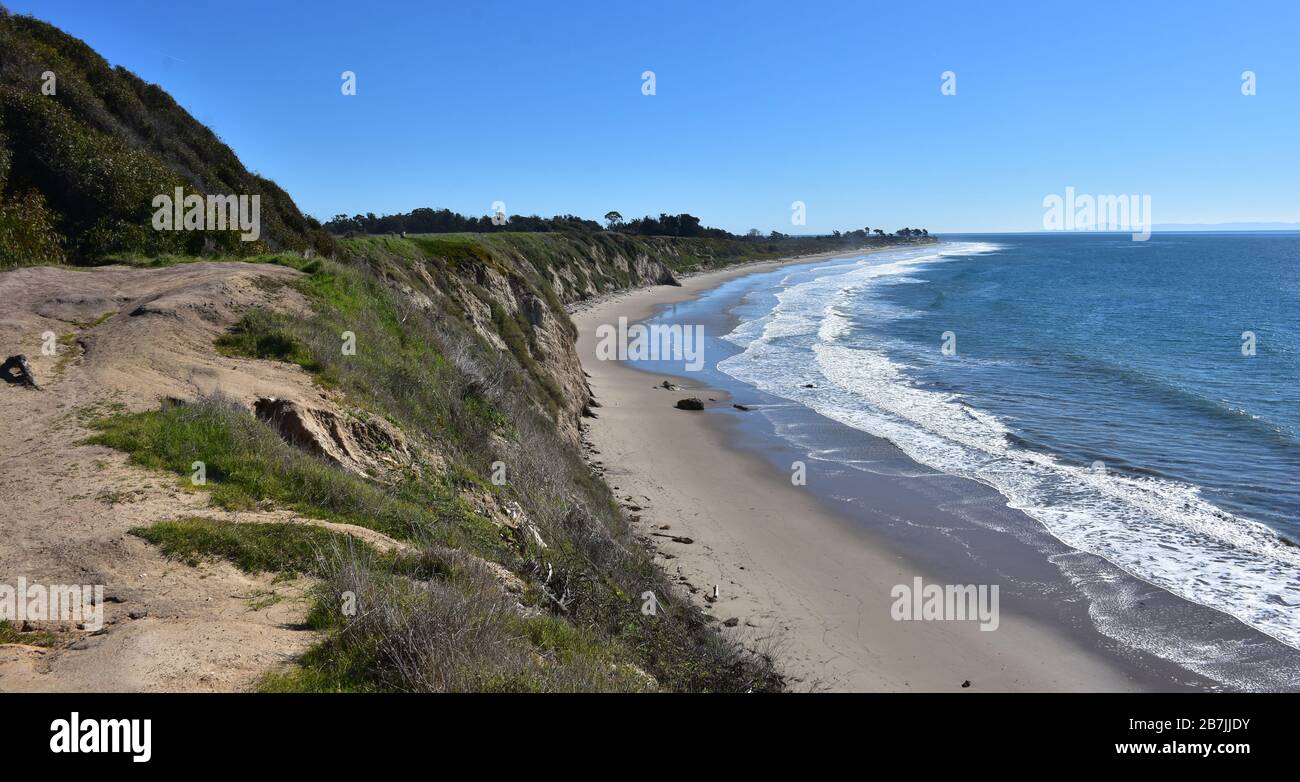 Beautiful sand beach and bluffs at Ellwood Beach in California Stock ...