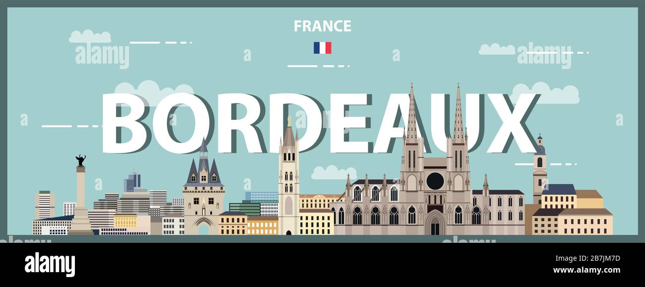 Bordeaux cityscape colorful poster. Vector illustration Stock Vector ...