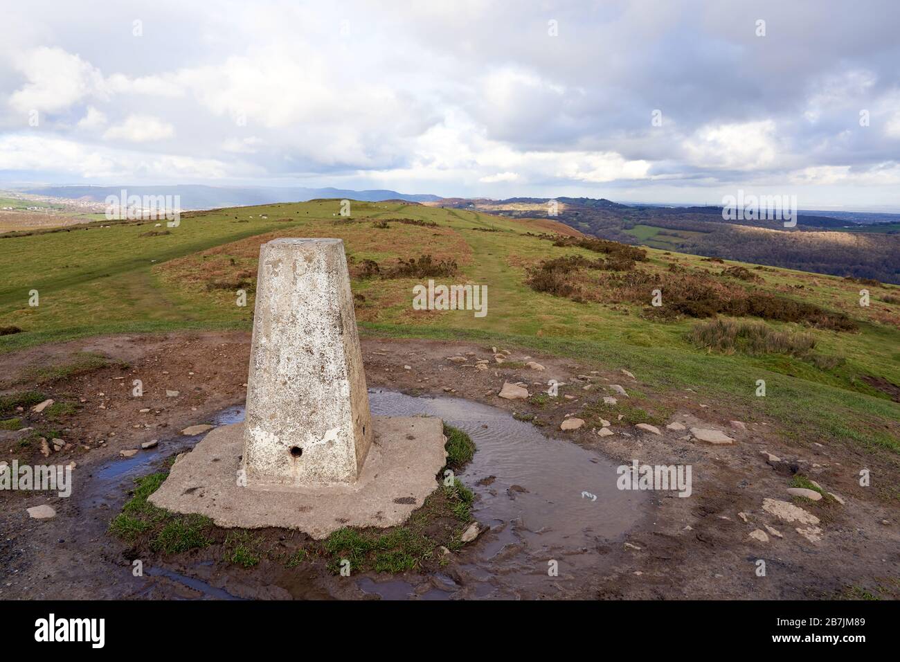 Trig point on the top of Garth Mountain near Pentyrch, Cardiff, South ...