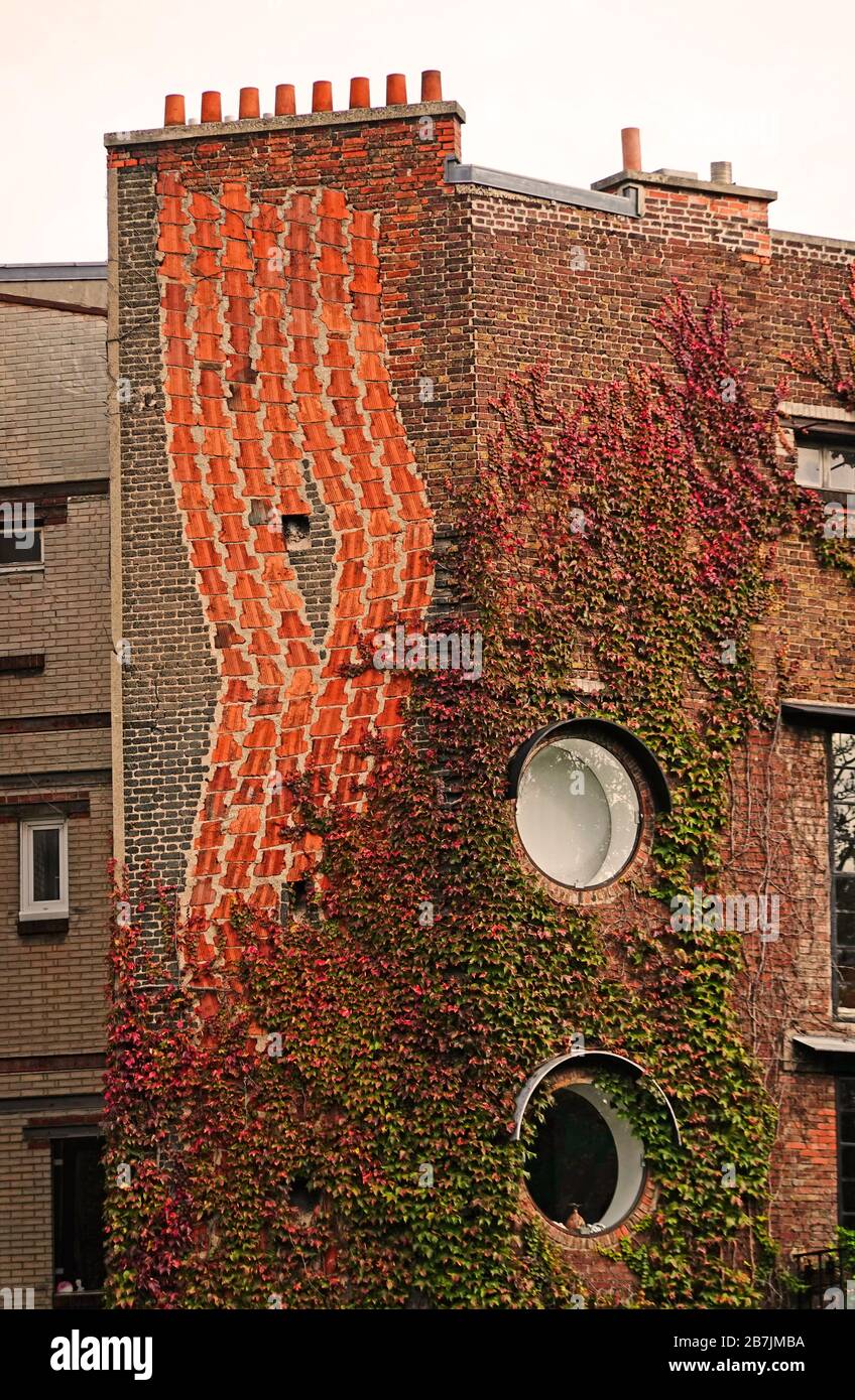 modern red brick apartment building Montmartre Paris France Stock Photo ...