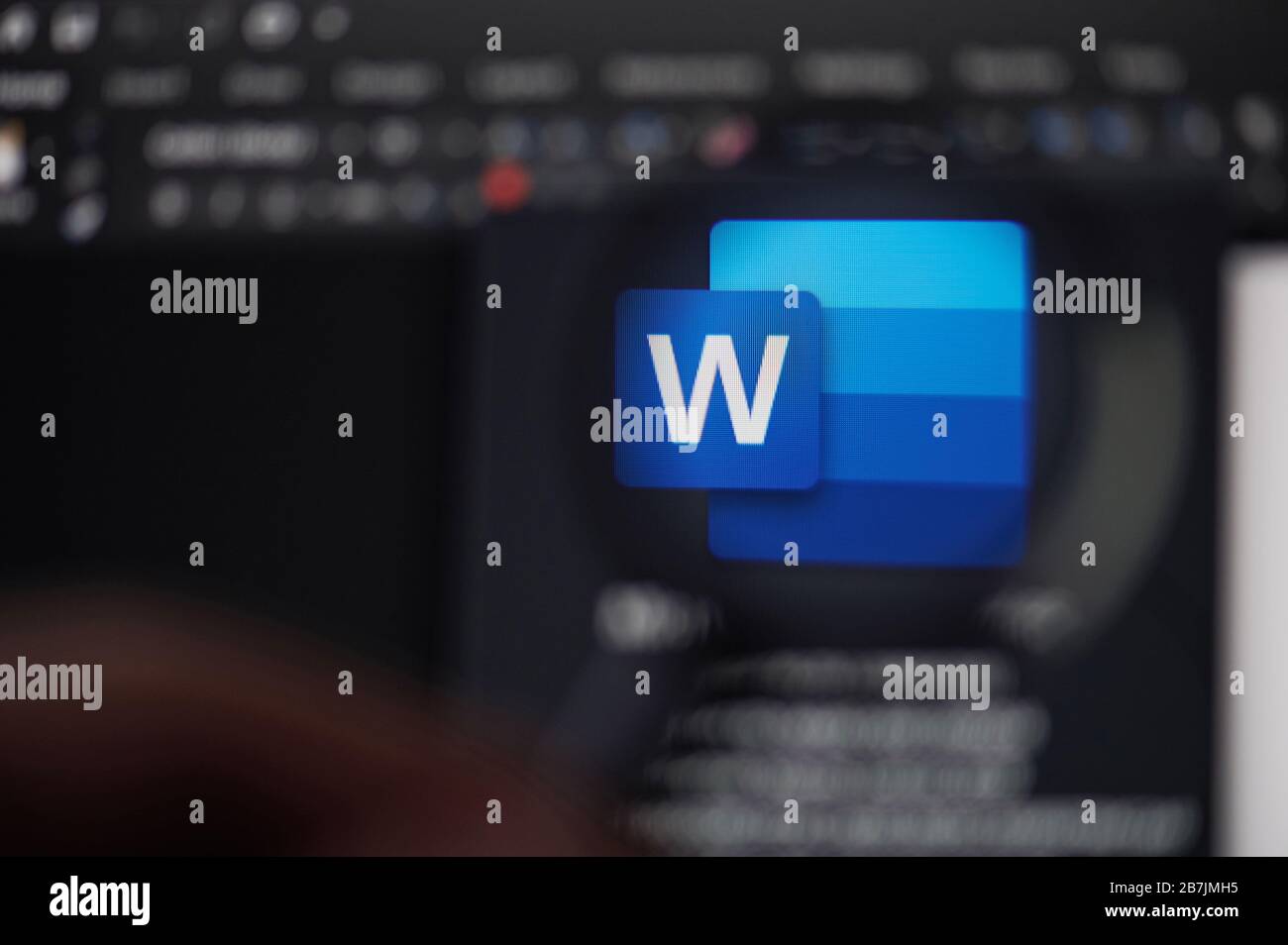 New-York , USA - March 13, 2020: Microsoft office word app view throw ...