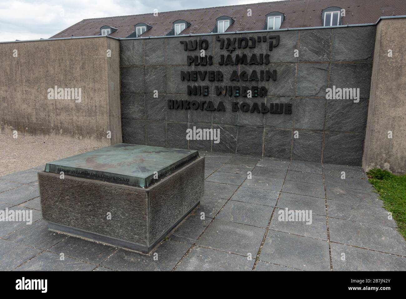 "Never Again" in five languages on the Unknown Prisoner memorial at the ...