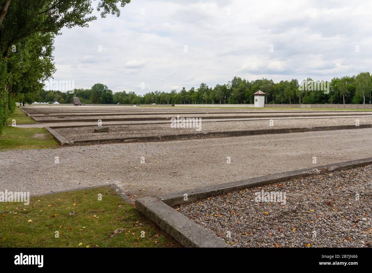 General view across the barrack area at the former Nazi German Dachau ...