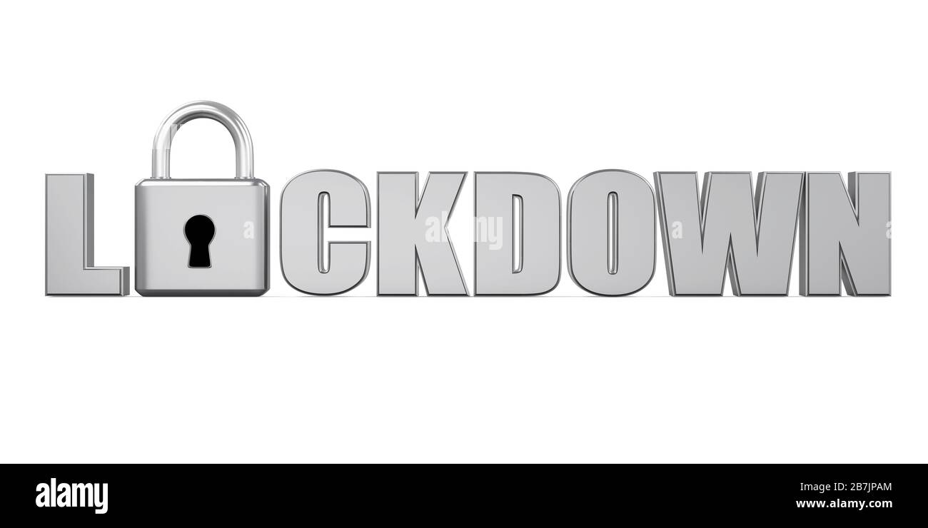 Lockdown Text with Padlock Illustration Stock Photo - Alamy