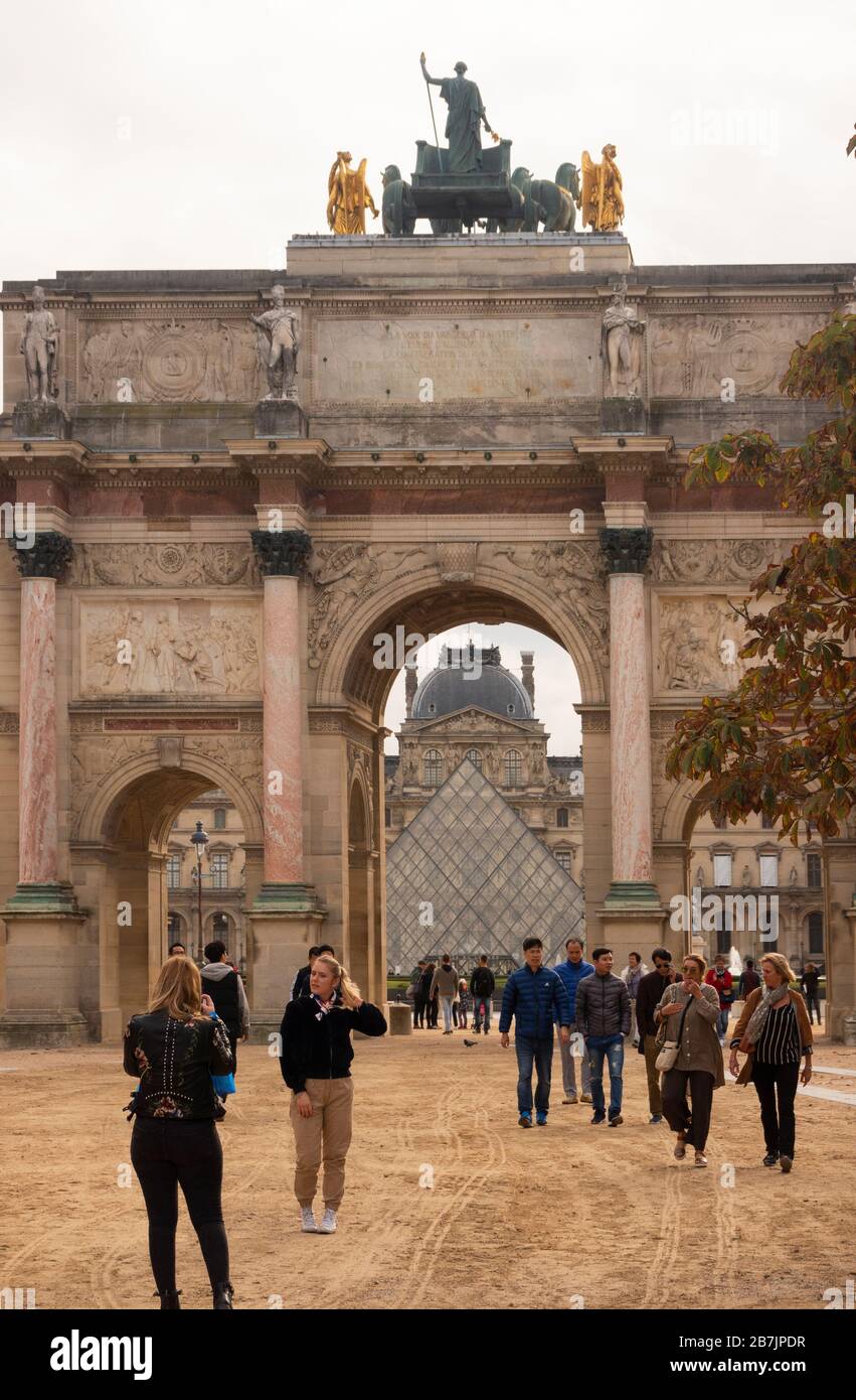 Louvre Museum in Napoleon courtyard Paris France Stock Photo - Alamy
