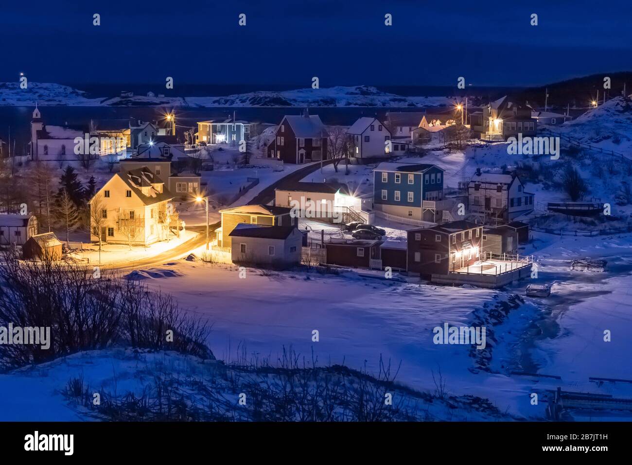 The picturesque village of Trinity at night in Newfoundland, Canada ...