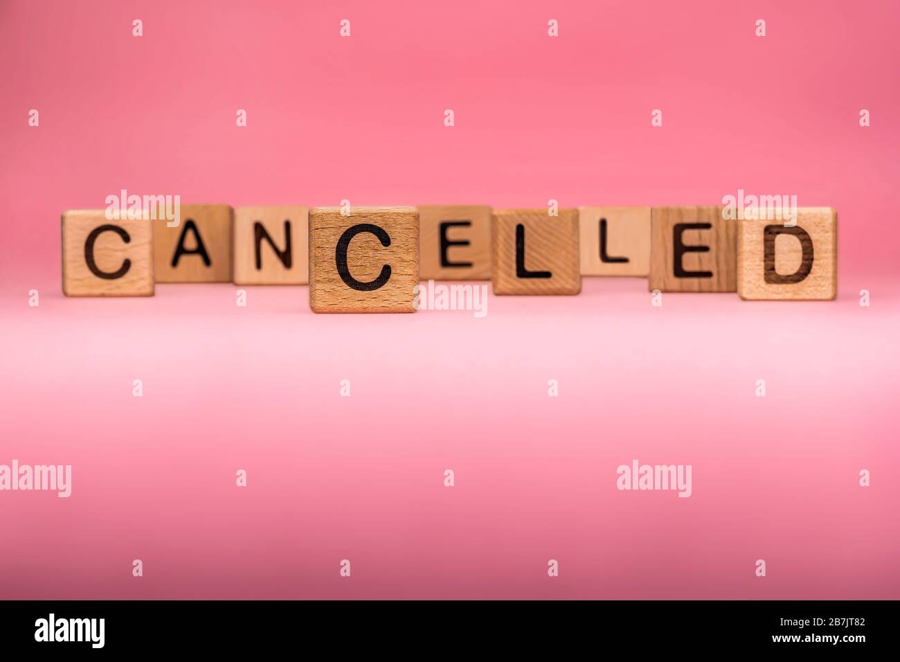 CANCELLED word made with building blocks, business concept. Word ...