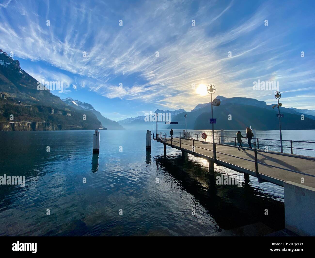 A view of the lake from the shoreline of Brunnen Switzerland Stock ...