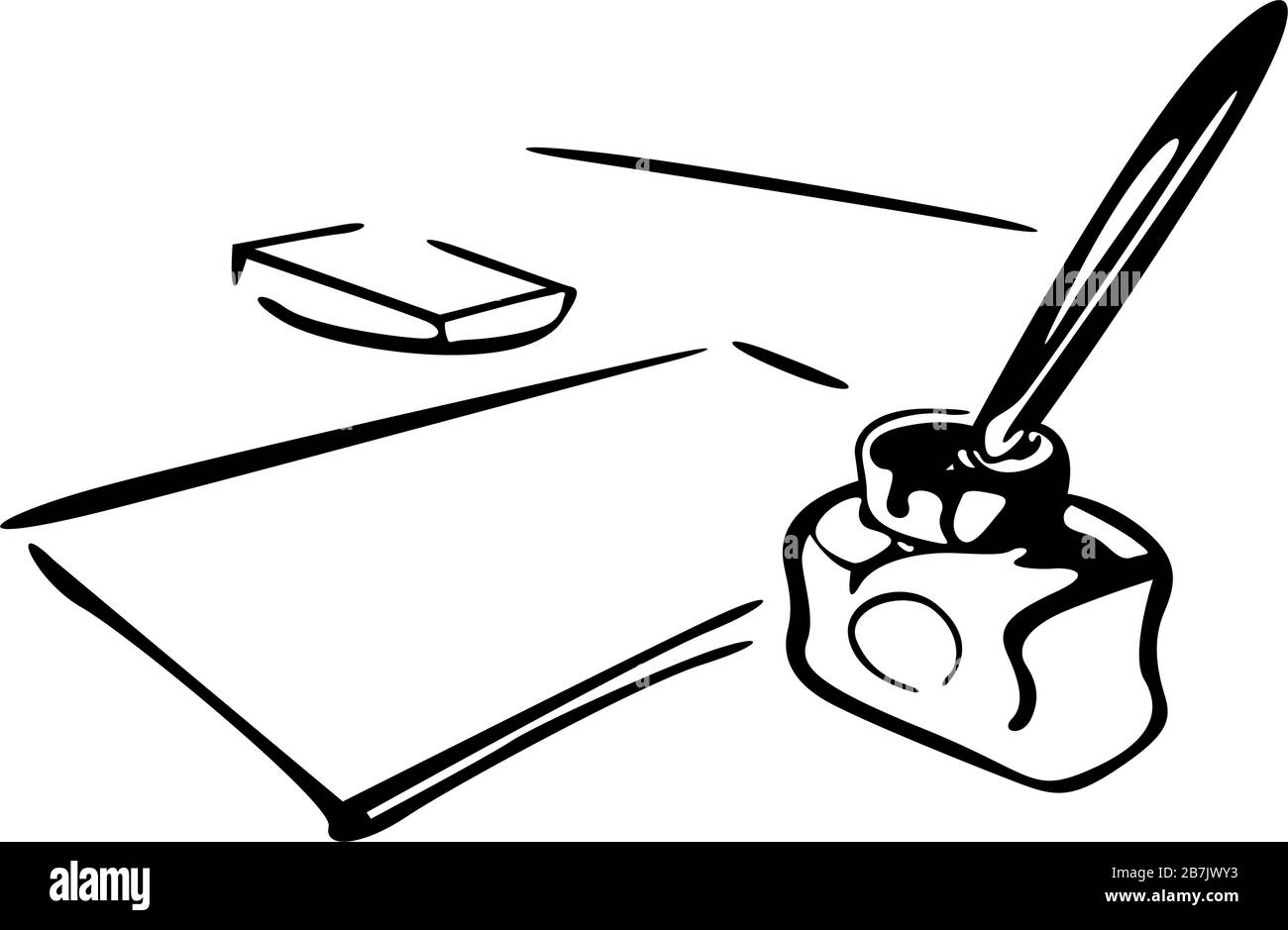 Quill pen on white Stock Vector Images - Alamy